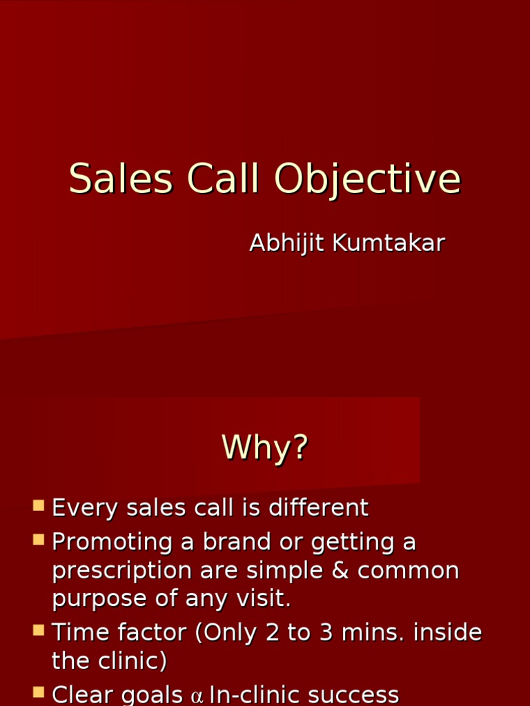 Sales Call Objective | PDF | Medicine | Science