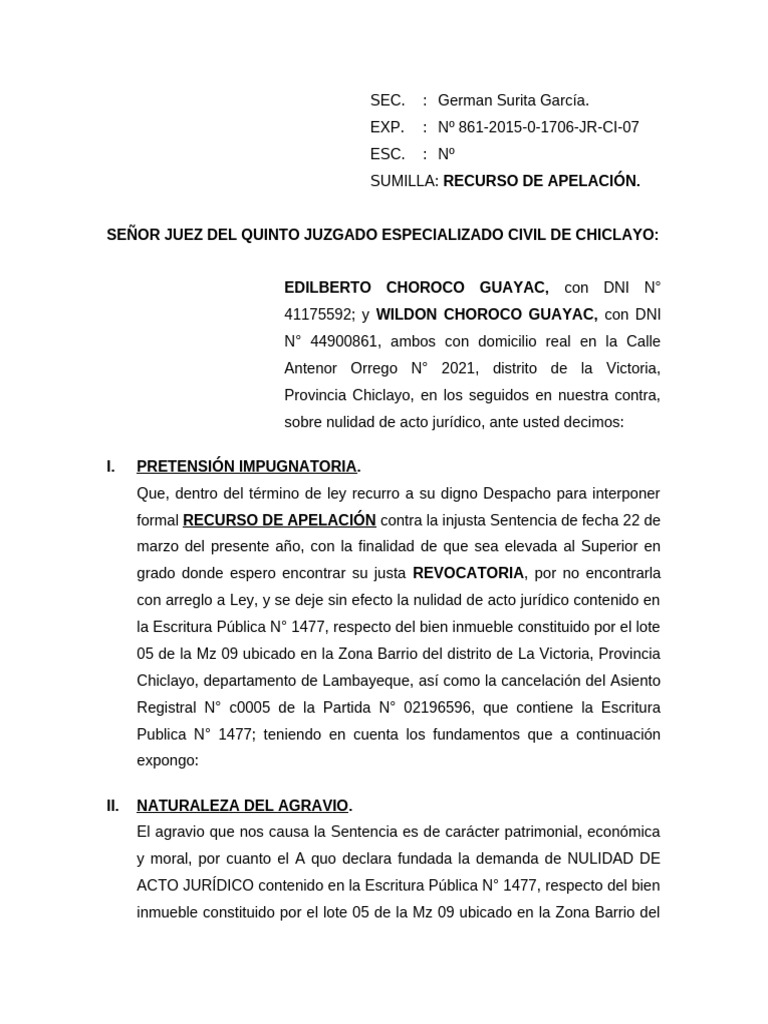 APELACION Sentencia | PDF | Sentencia (ley) | Apelación