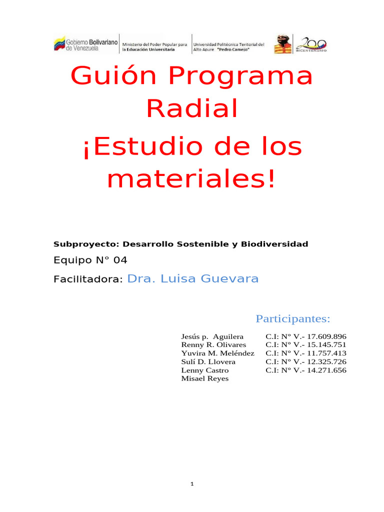 Equipo N°4 Guion Radial | PDF | Sustentabilidad | Desarrollo sostenible