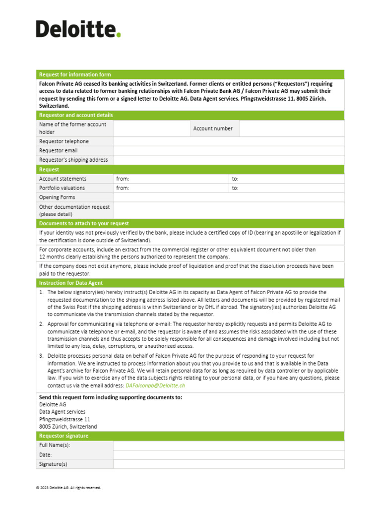 RFI form Falcon v2023 | PDF | Switzerland