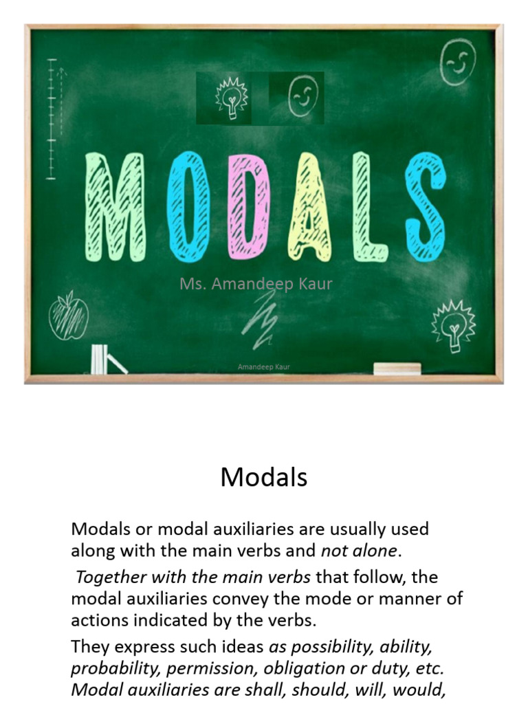 Microsoft PowerPoint - Modals | PDF | Grammatical Tense | Semantic Units