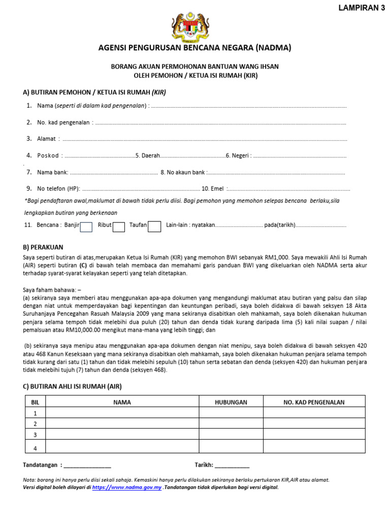 Lampiran 3 - Borang Akuan Bwi | PDF