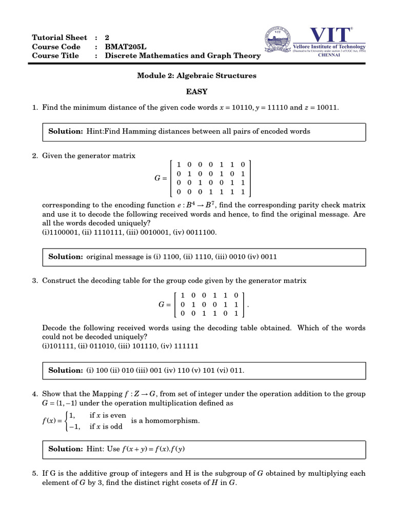 Tutorial Sheet 02 | PDF | Group (Mathematics) | Mathematical Analysis
