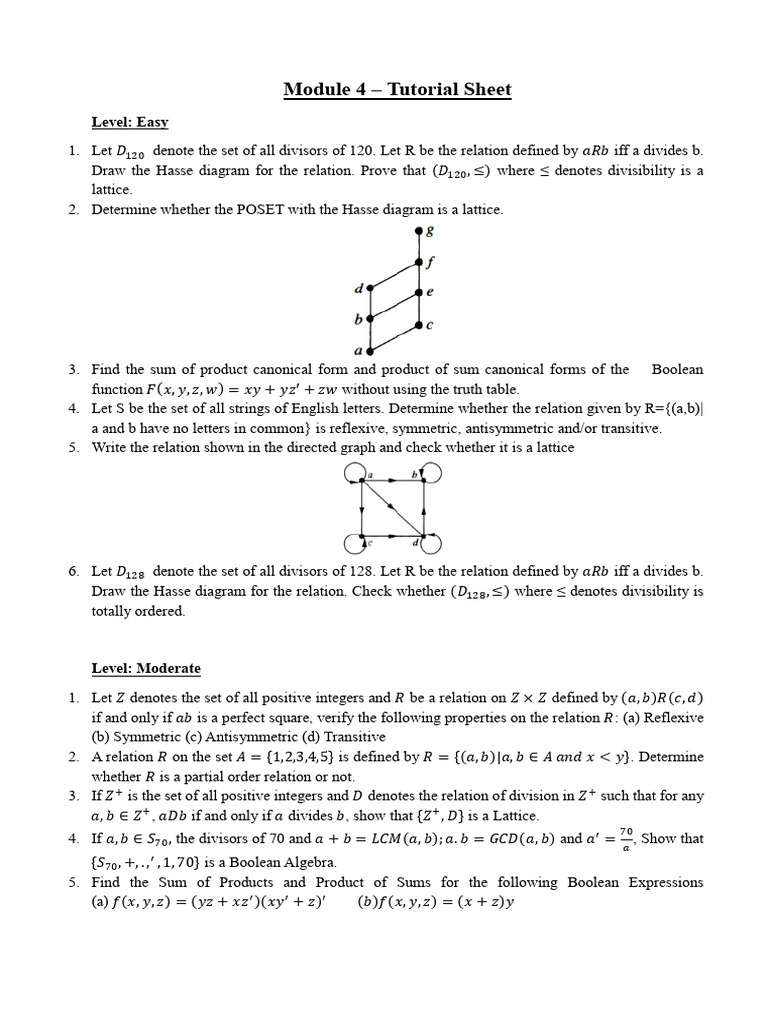Discrete Math Problem Set | PDF | Mathematical Relations | Algebra