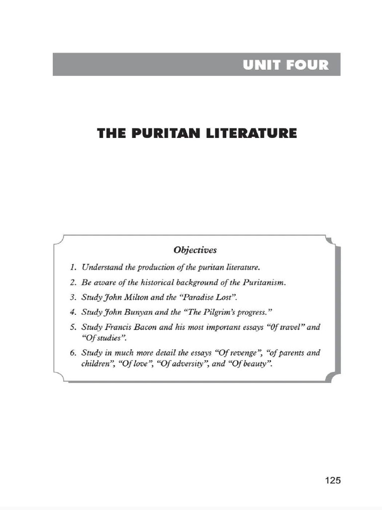 Literatura Inglesa - PURITANS | PDF