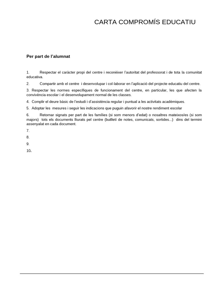 Carta Compromis Adaptada 24 - 25 | PDF