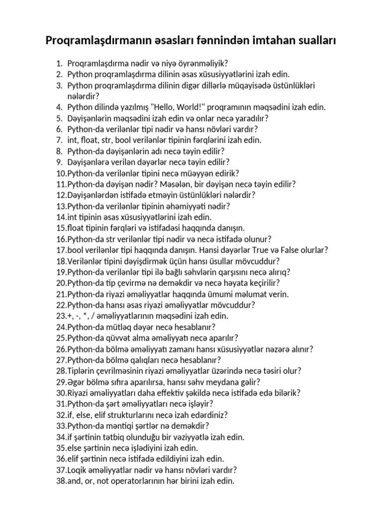 İmtahan Sualları | PDF