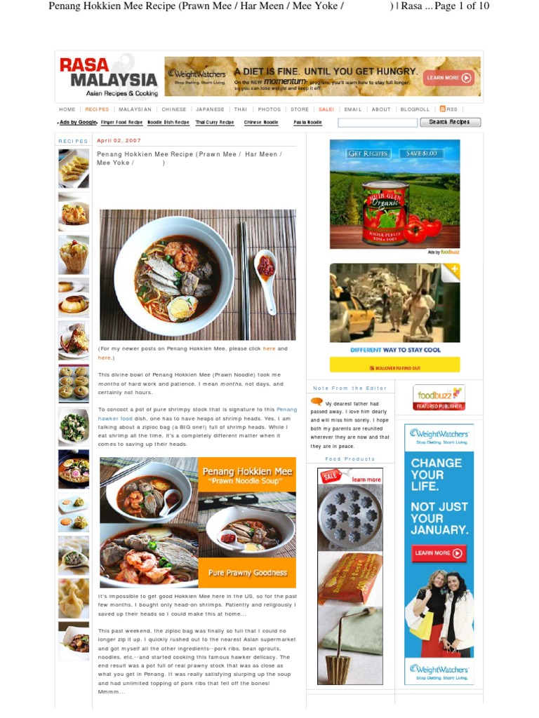 Recipe Penang Hokkien Mee P | PDF | Asian Cuisine | Regional & Ethnic Food