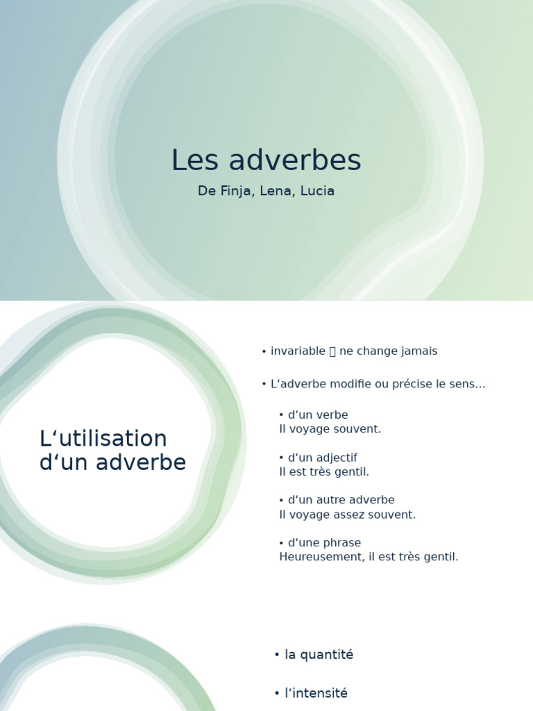 les adverbes | PDF | Adverbe | Verbe