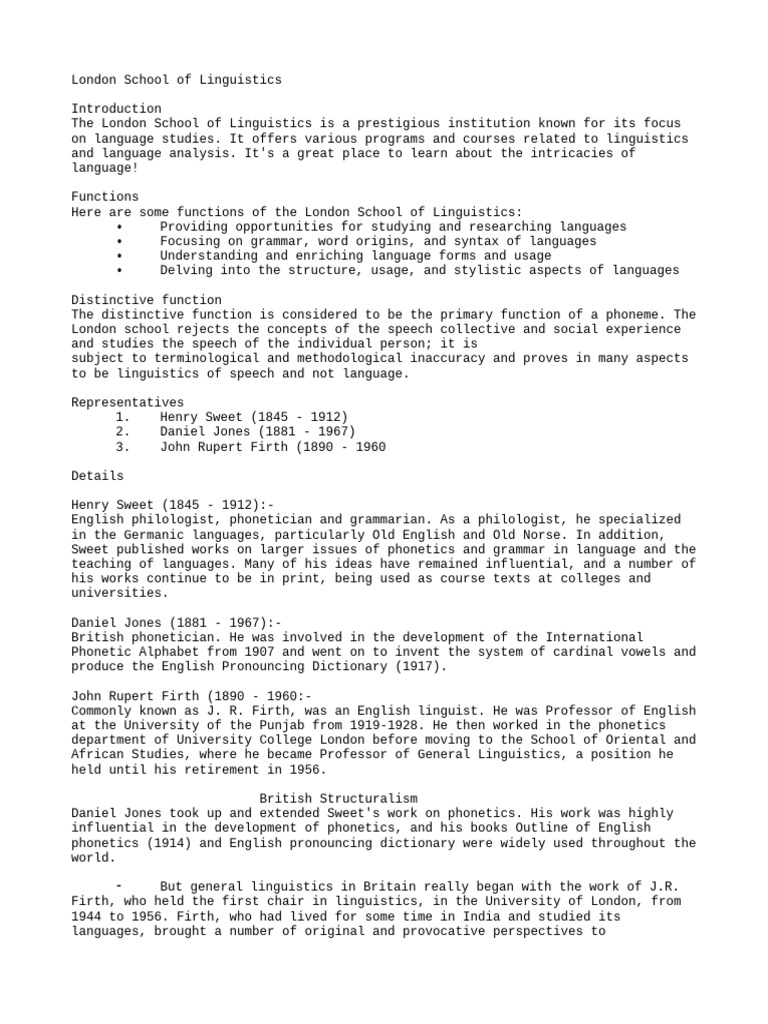 London School of Linguistics Overview | PDF | Linguistics | Phonetics