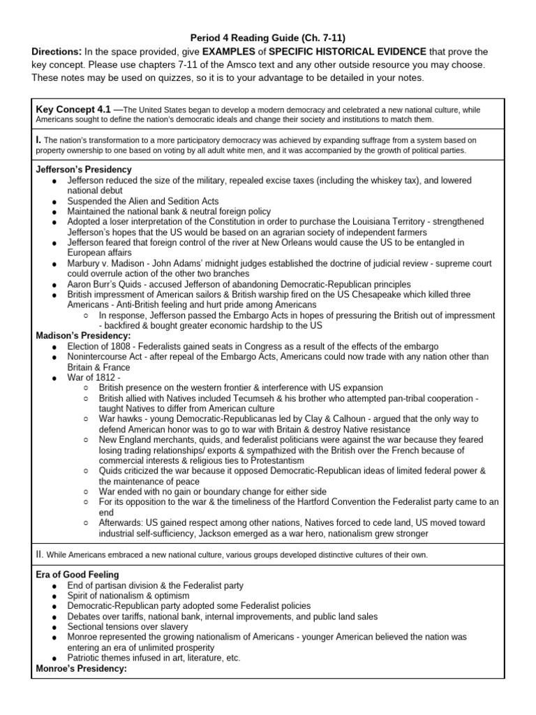 APUSH Period 4 Reading Guide (Ch. 7-11) | PDF | Abolitionism In The ...