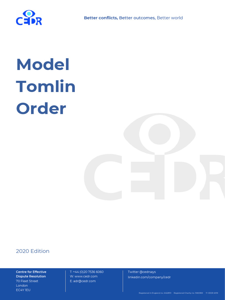 CEDR-Model-Tomlin-Order-2020 | PDF | Costs In English Law | Justice