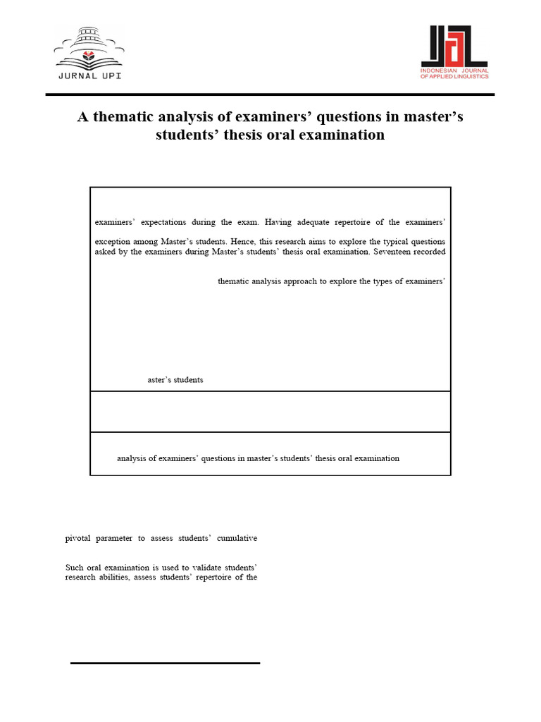 Examiners' Questions in Thesis Defenses | PDF | Thesis | Cognition