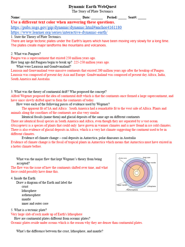 2024-25 APES Dynamic Earth WebQuest | PDF | Plate Tectonics | Earth