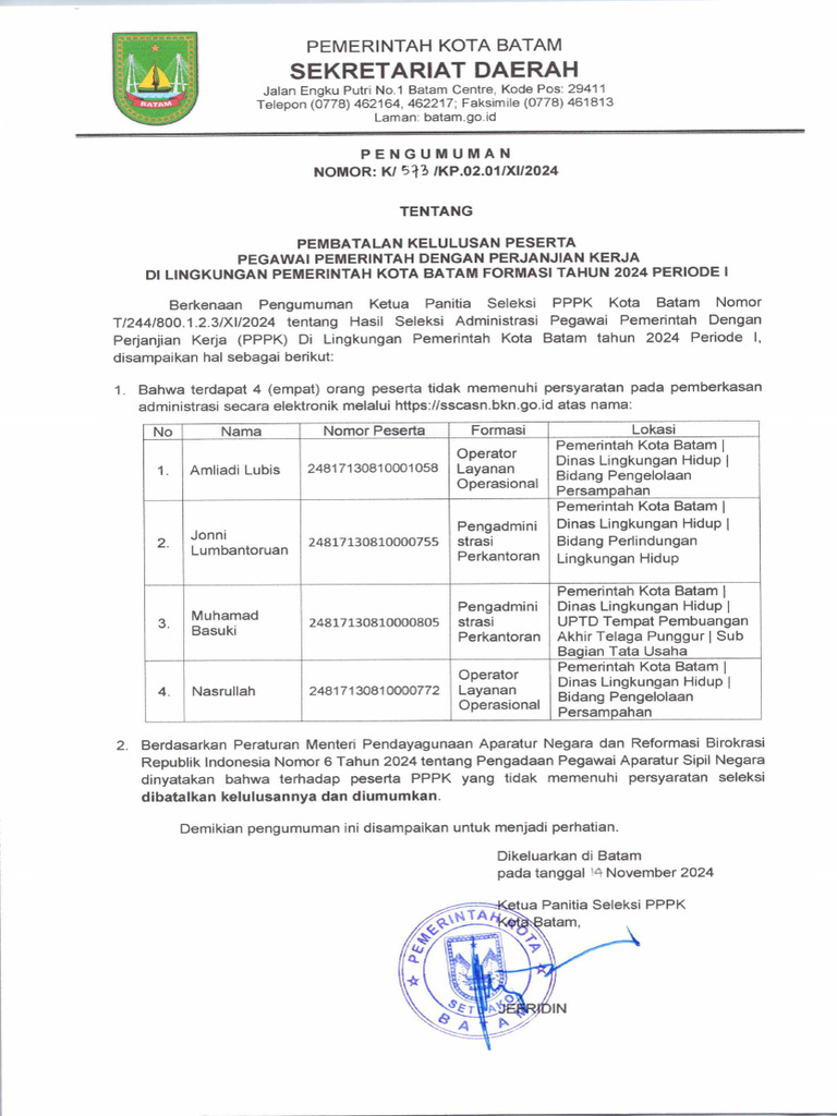 Pembatalan-Kelulusan-PPPK-stempel | PDF