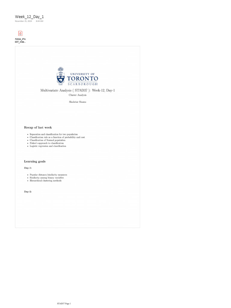 F2024 STAD37 Week 12 Day 1 Annotated | PDF