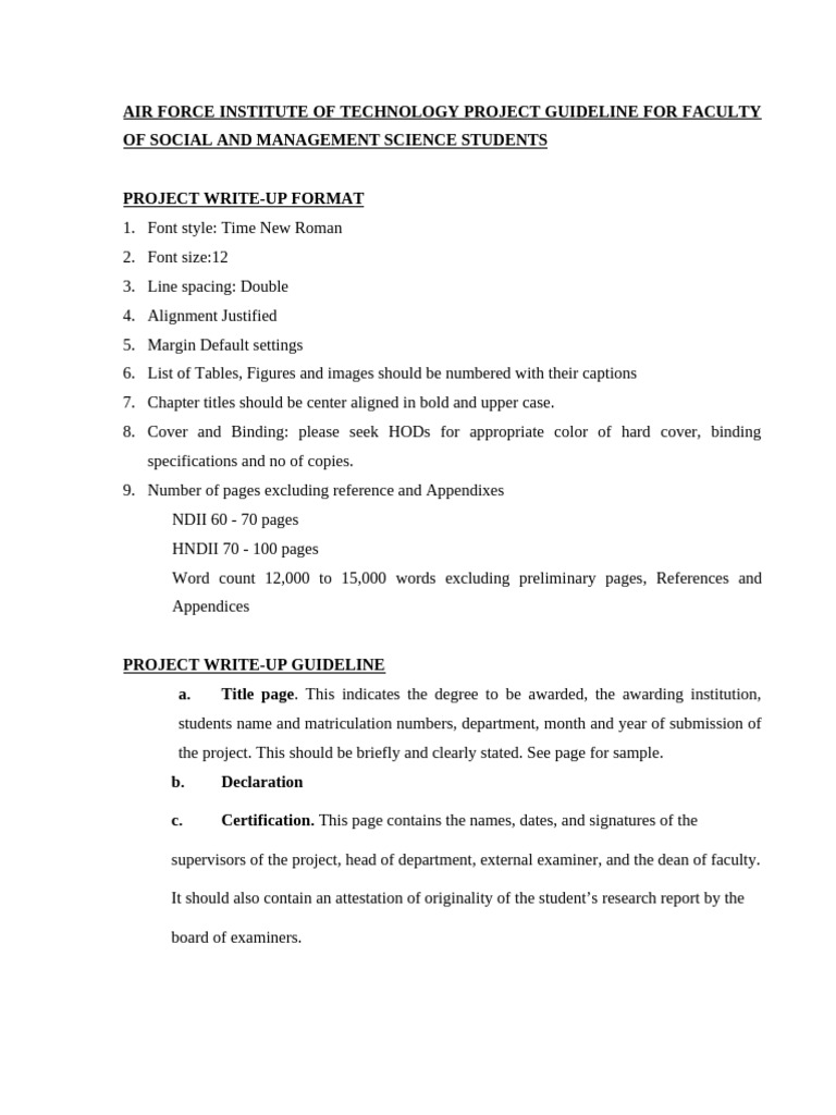 Air Force Institute of Technology Project Guideline for Fsms Students 2022_094501 | PDF ...