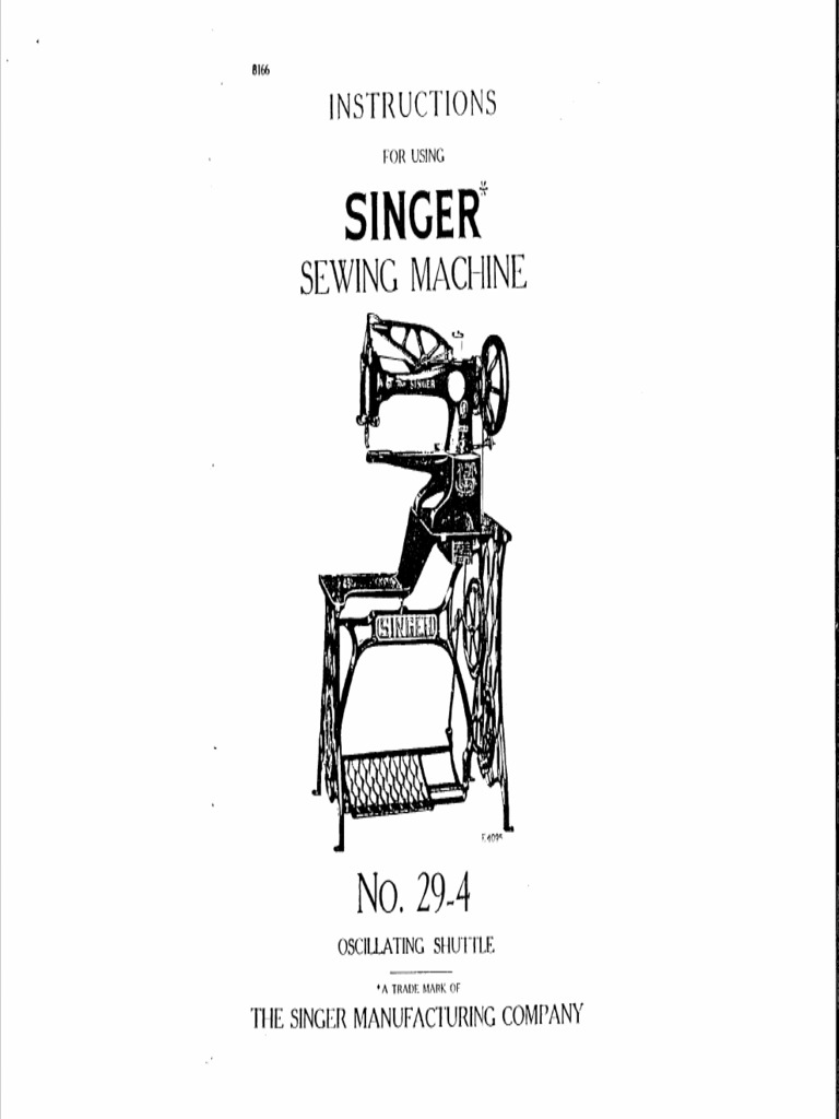 Singer Model 29 4 Sewing Machine Manual BW | PDF | Sewing Machine ...