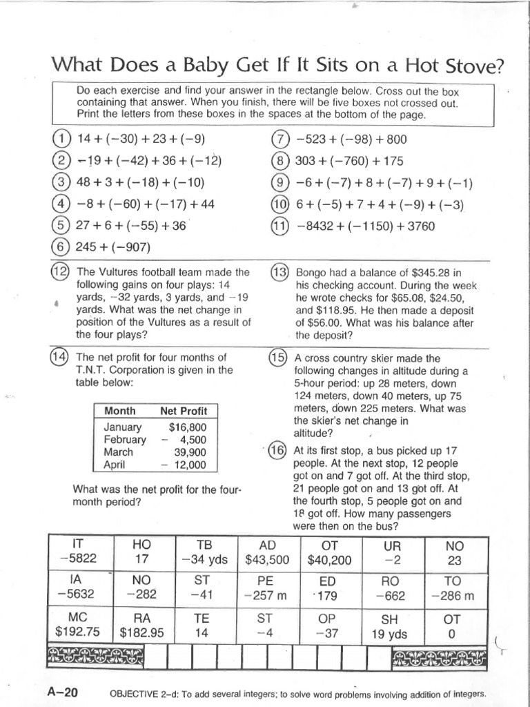Orden Of Operación Word Integers Pdf 0789