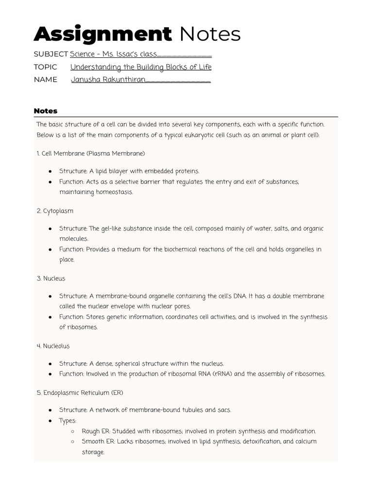 Understanding the Building Blocks of Life - Research & Notes | PDF ...
