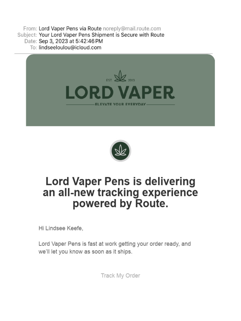 Your Lord Vaper Pens Shipment Is Secure With Route | PDF | Software | Computing