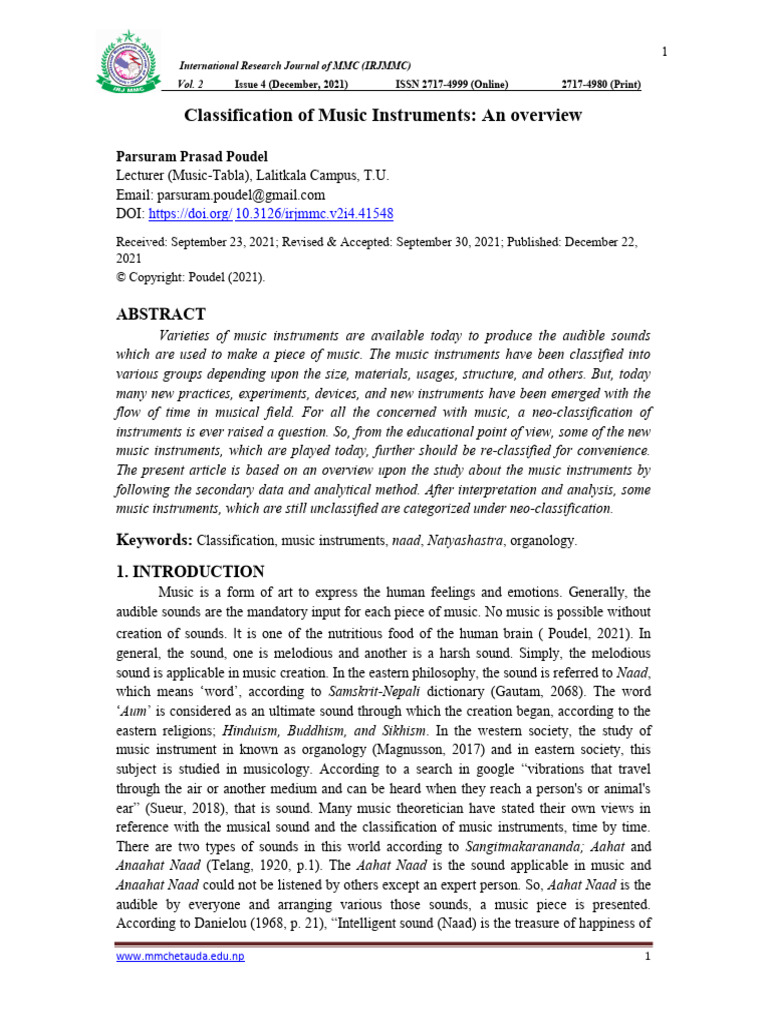 Classification of Music Instruments An o | PDF | Musical Instruments ...
