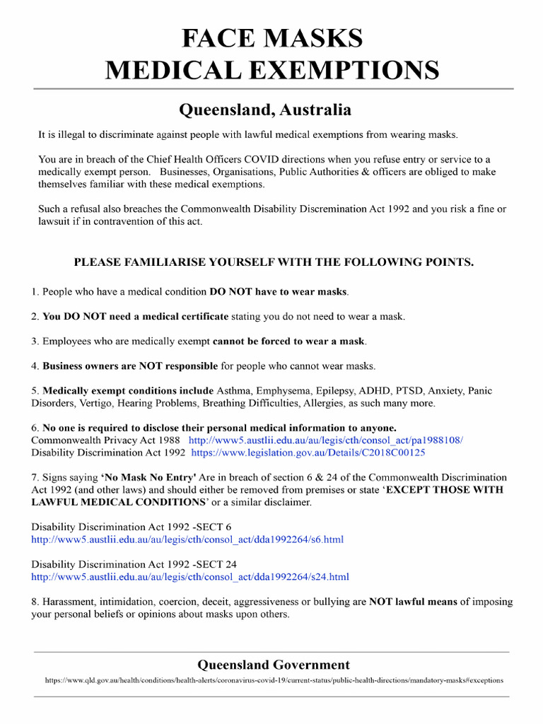 QLD - Mask Exemption Notice | PDF