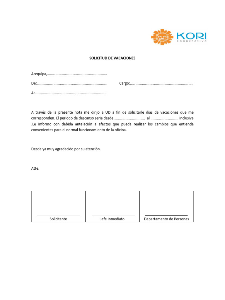 Solicitud de Vacaciones 2023 28 | PDF