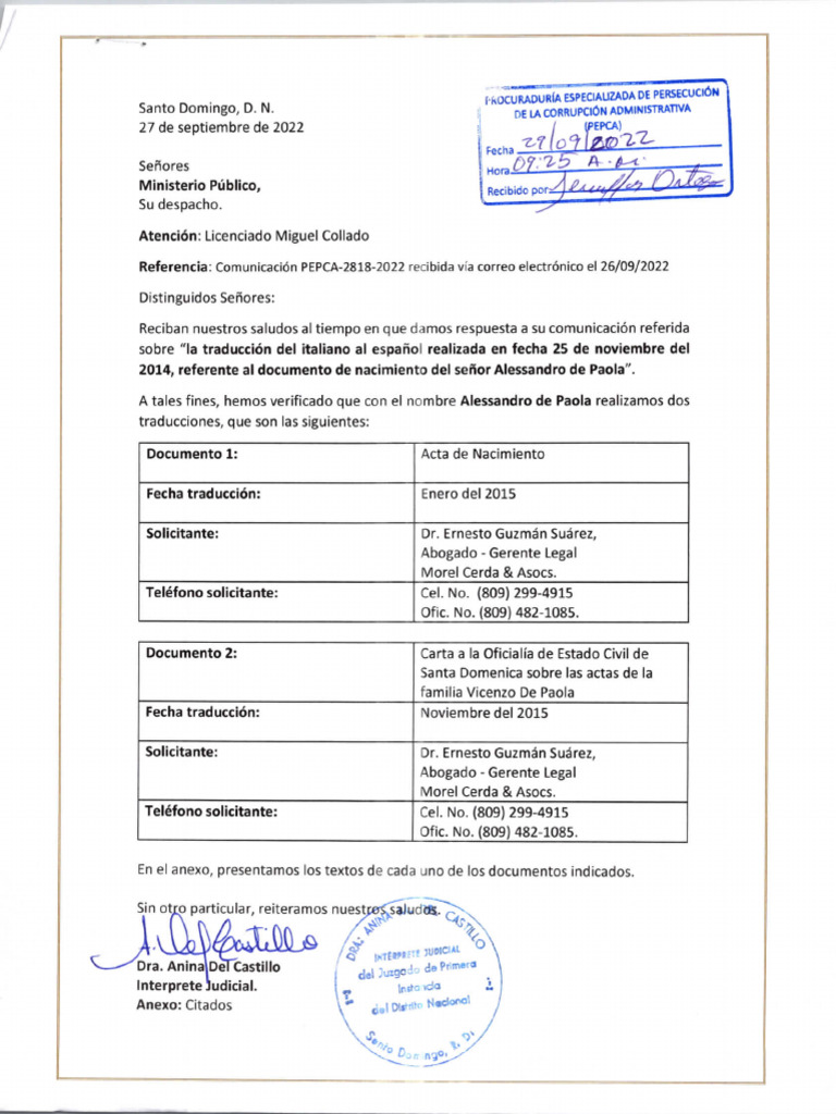 Prueba 642, Acta de Nac de Alessandro, Carta Italia | PDF