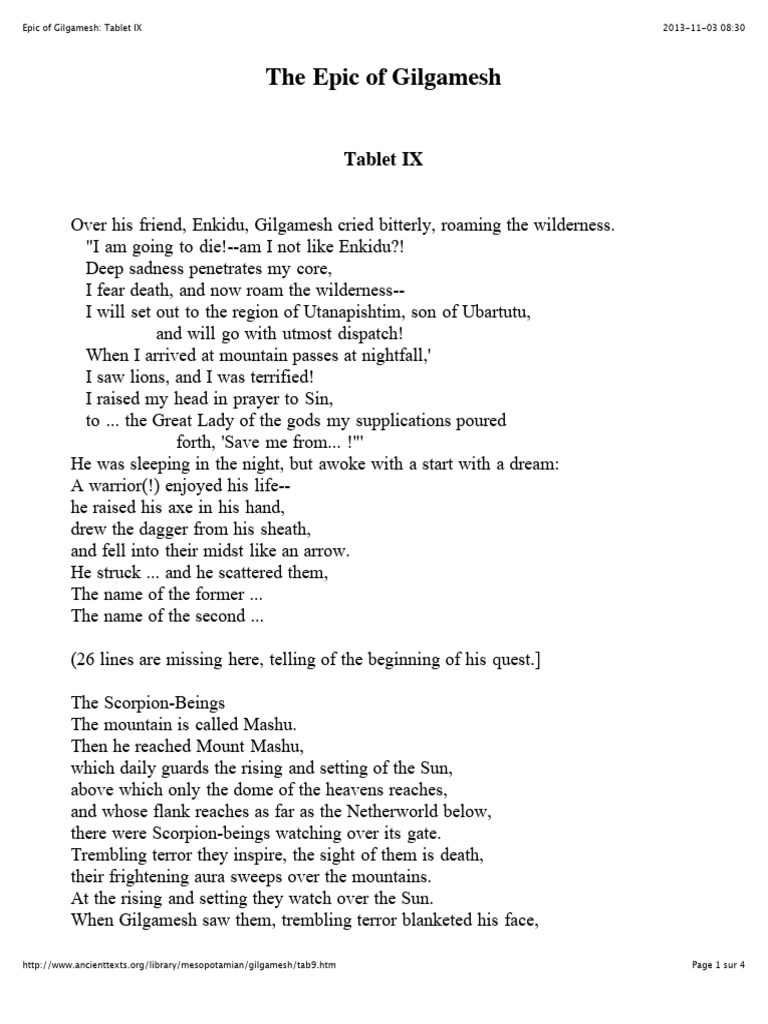 Epic of Gilgamesh_ Tablet IX | PDF | Epic Of Gilgamesh
