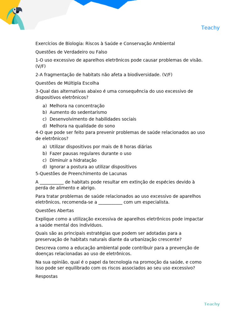 Lista de Atividades e de Prova 2 Ano | PDF