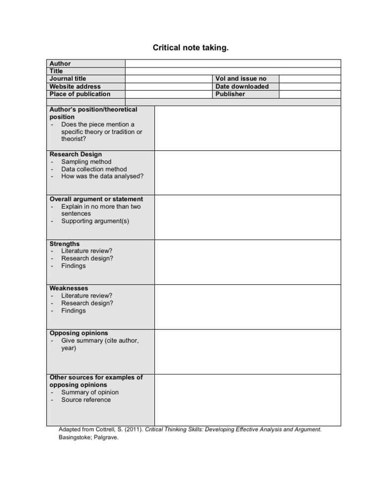 Critical Note Taking | PDF