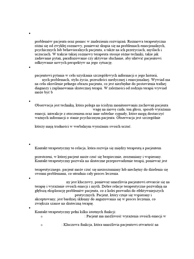 Rozmowa Terapeutyczna, Wywiad I Obserwacja | PDF