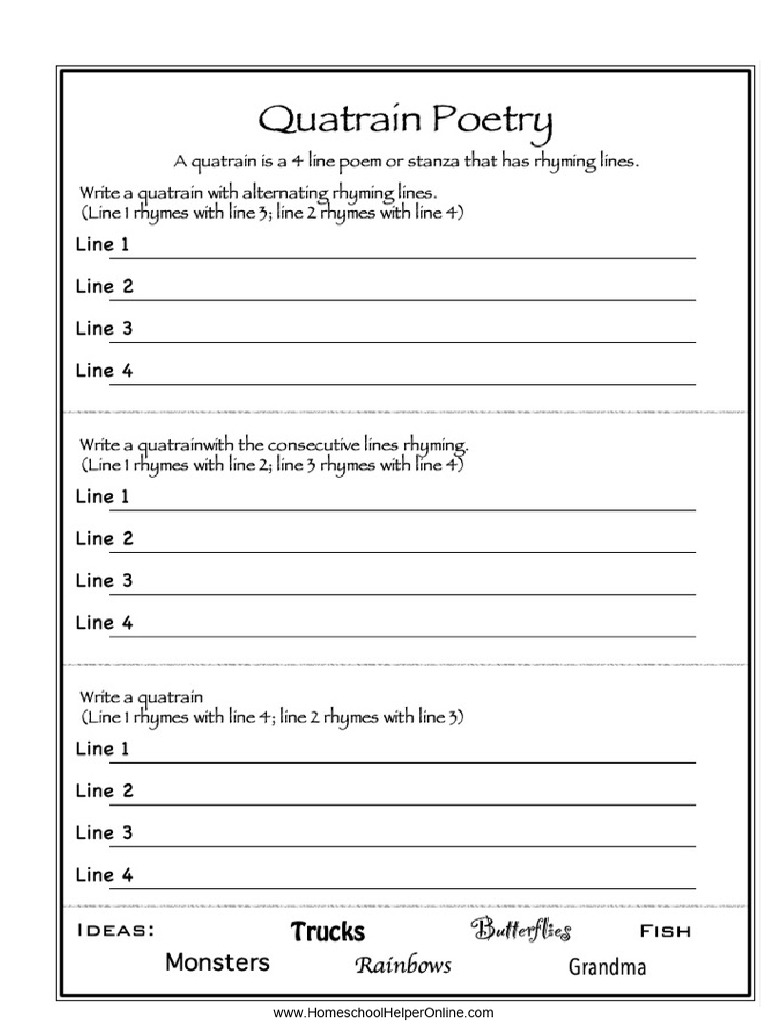 Quatrain_Poetry_Sheet | PDF