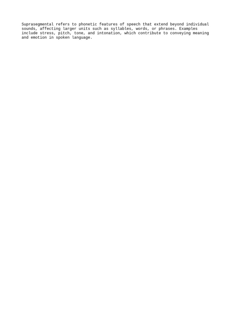 Suprasegmental Features Explained | PDF