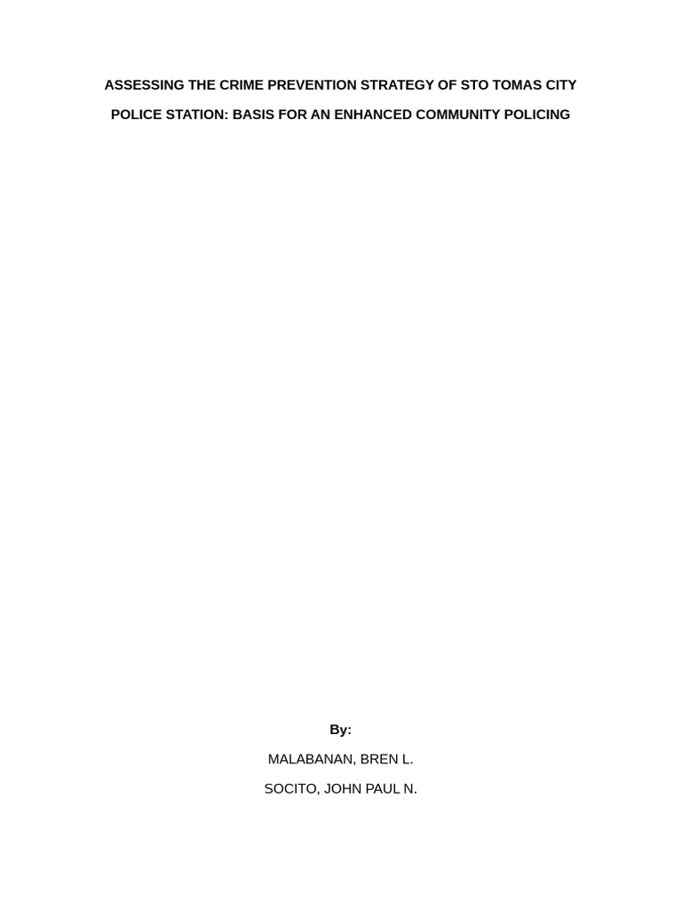 Assessing The Crime Prevention Strategy of Sto Tomas City Police ...