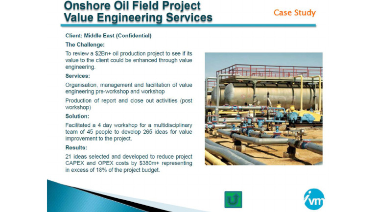 Value-Management-Benefits-in-Action-Onshore-Oil-Field-Project | PDF