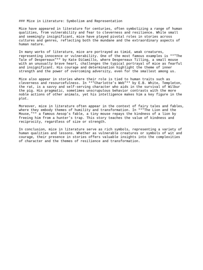 Mice in Literature | PDF