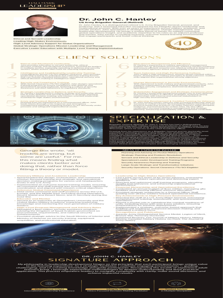 Leadership Expertise of Dr. John Hanley | PDF | Leadership | Strategic ...