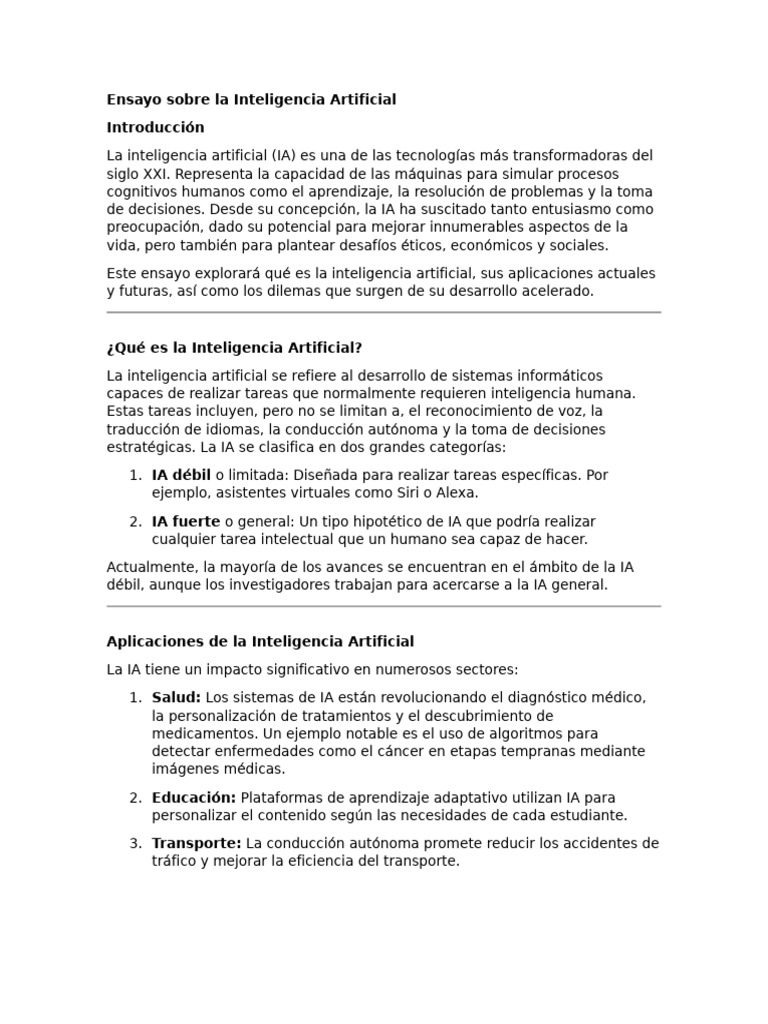 Inteligencia Artificial: Impacto y Ética | PDF | Inteligencia ...