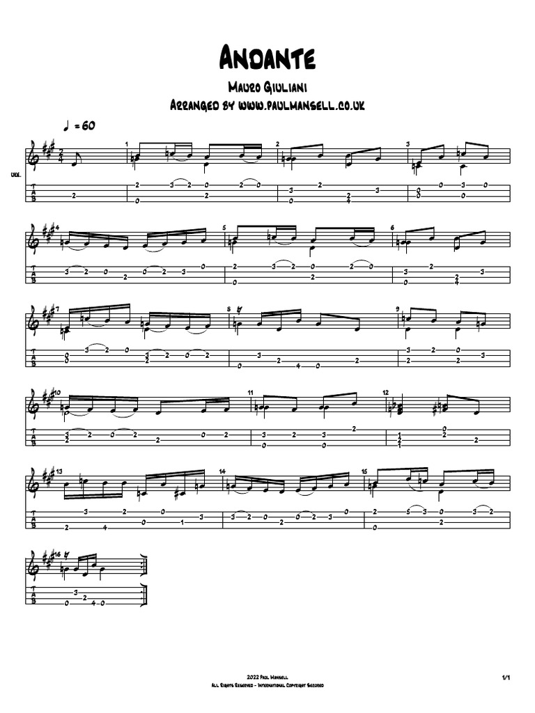 Andante Mauro Giuliani | PDF | Freedom Of Expression Law | Copyright Law