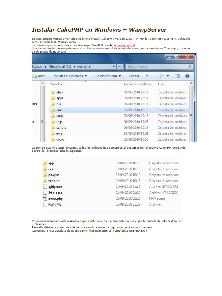 Instalar CakePHP en Windows | PDF | Php | Archivo de computadora