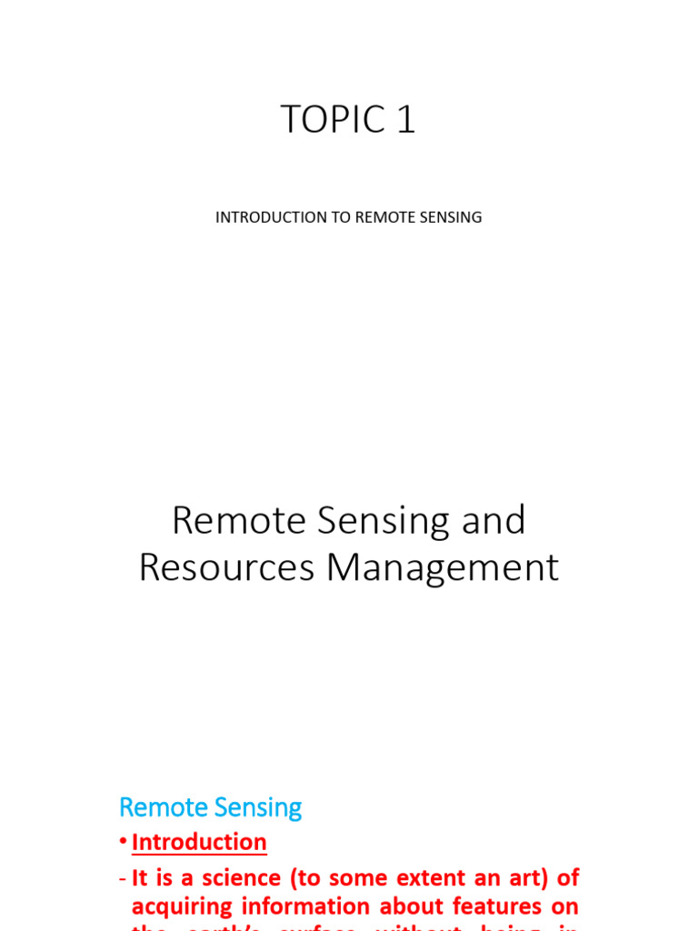 Topic 1 Introduction To Remote Sensing | PDF | Remote Sensing | Applied And Interdisciplinary ...