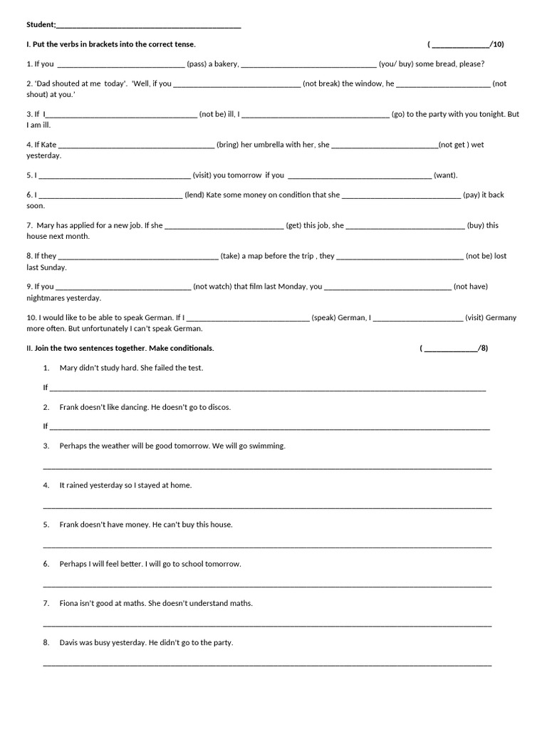 Conditional Tense Practice Exercises | PDF