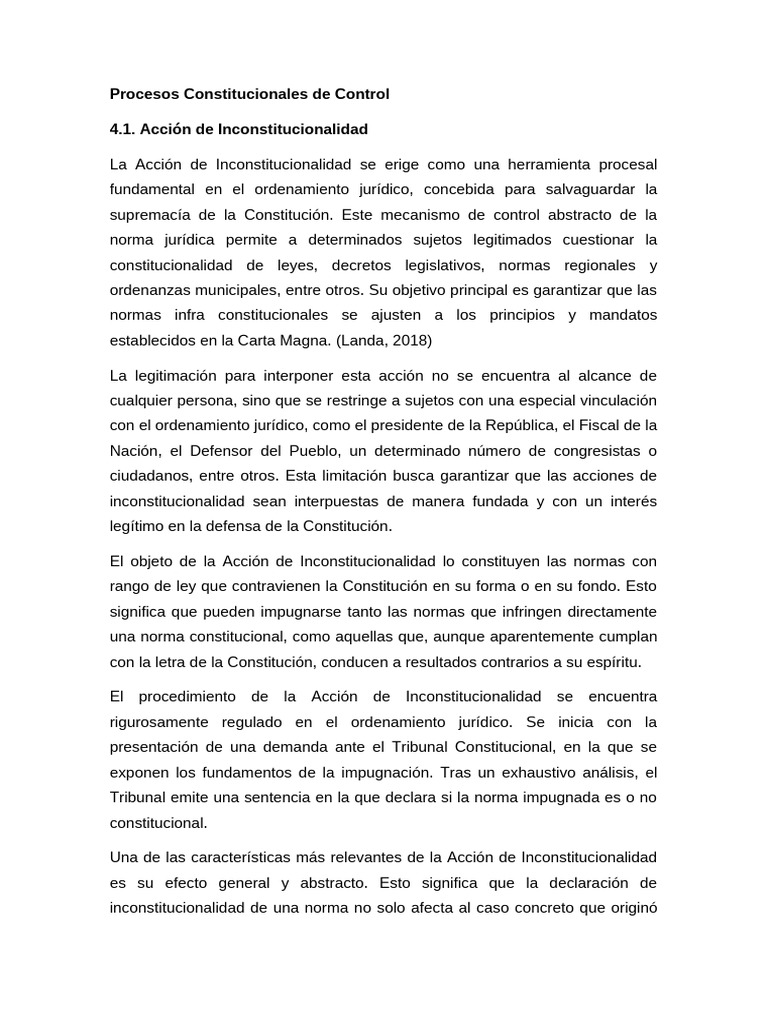 Control Constitucional: Acciones y Procesos | PDF | Constitución | Ley ...