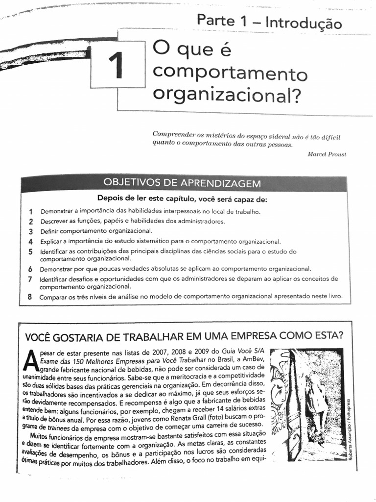 ROBBINS THIMOTHY SOBRAL. Comportamento Org. Cap.1 | PDF