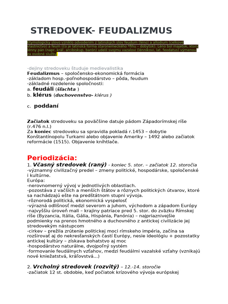 Stredovek_feudalizmus | PDF