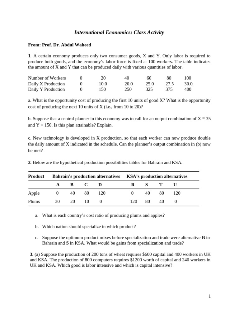 Class Activity Trade 2023 | PDF | Free Trade | Tariff