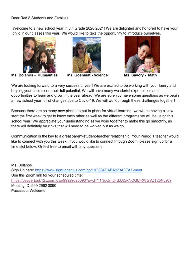 Welcome Letter | PDF