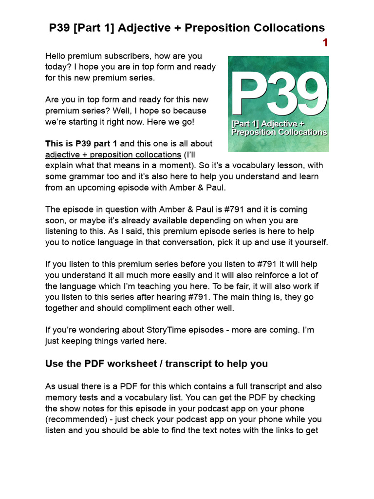 P39 Part 1 Adjective Preposition Collocations Computer Version | PDF ...